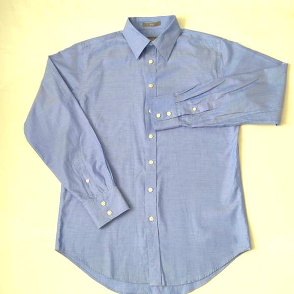 Merona | Shirts | Merona Fitted Mens Classic Button Up Blue Office Work ...